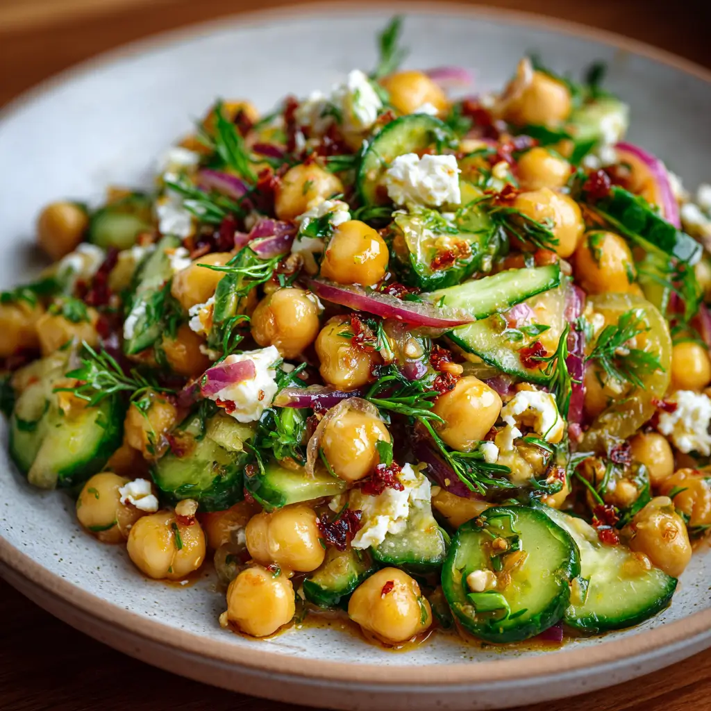 Salade Pois Chiches, Concombre et Feta : Un Délice Irrésistible